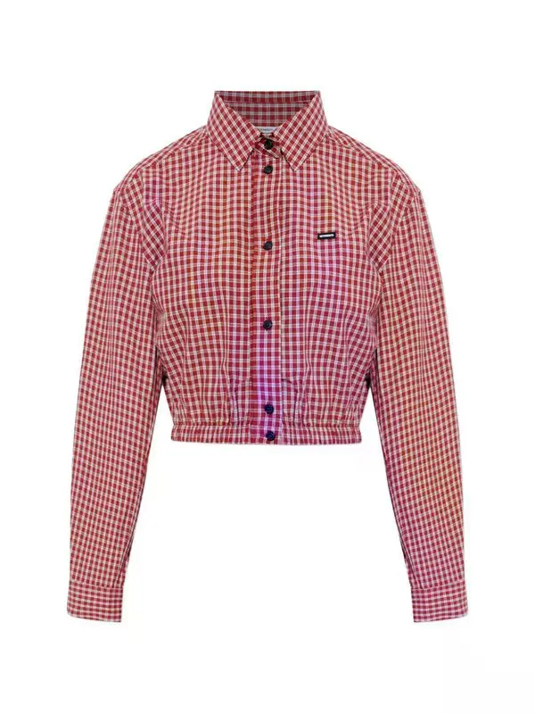 Vetements Checked Cropped Top - Red
