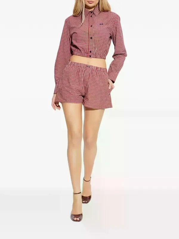 Vetements Checked Cropped Top - Red