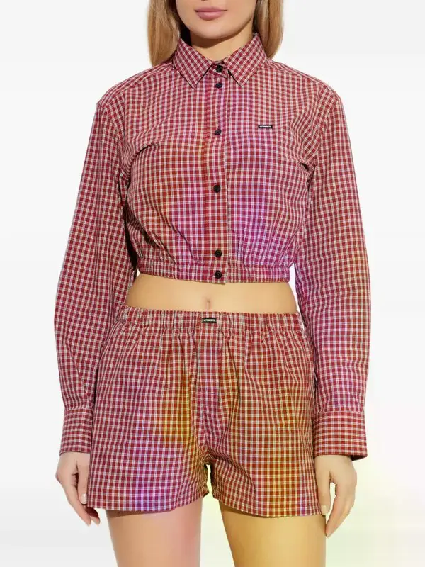 Vetements Checked Cropped Top - Red