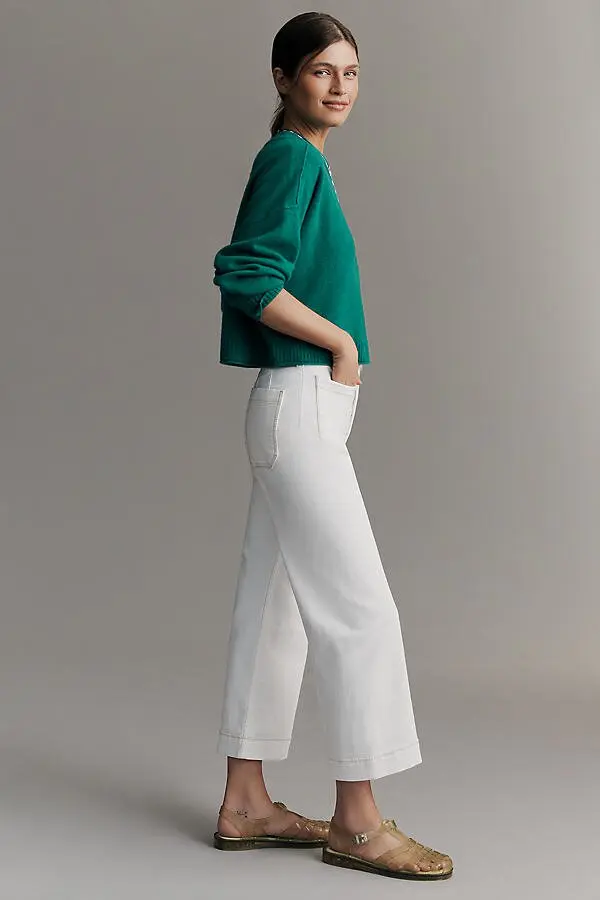 Maeve Colette Whipstitch High-rise Wide Leg Cropped Jeans