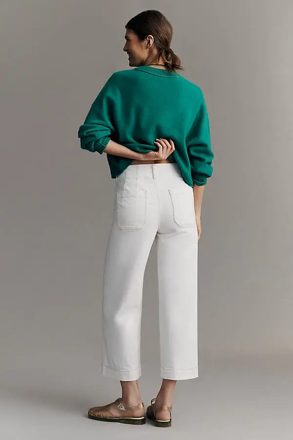 Maeve Colette Whipstitch High-rise Wide Leg Cropped Jeans