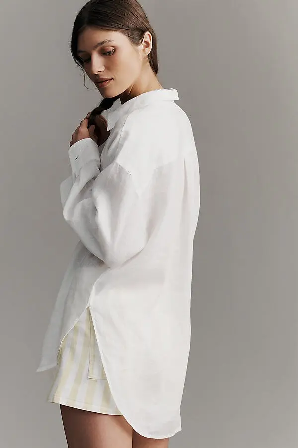 Maeve Bennet Linen Buttondown Shirt - White