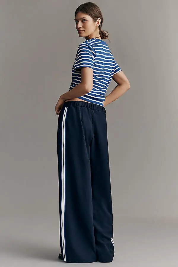 Maeve Avery Knit Track Pants - Navy