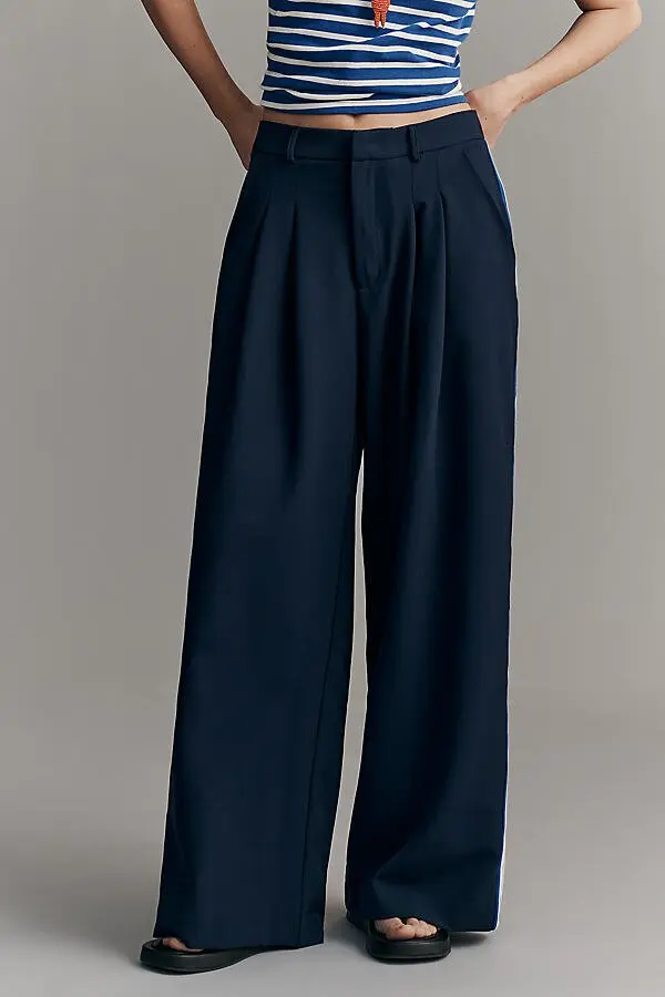 Maeve Avery Knit Track Pants - Navy