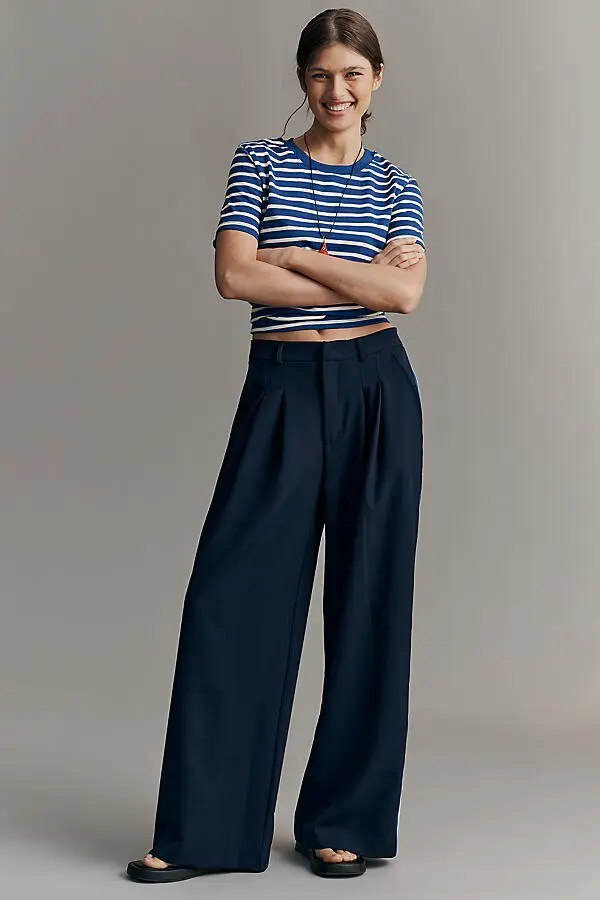 Maeve Avery Knit Track Pants - Navy