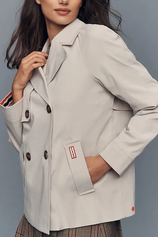 Hunter Tina Striped Double-breasted Trench Coat Jacket - Bone