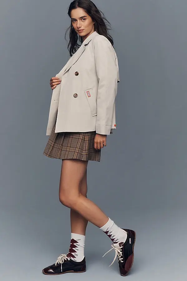 Hunter Tina Striped Double-breasted Trench Coat Jacket - Bone