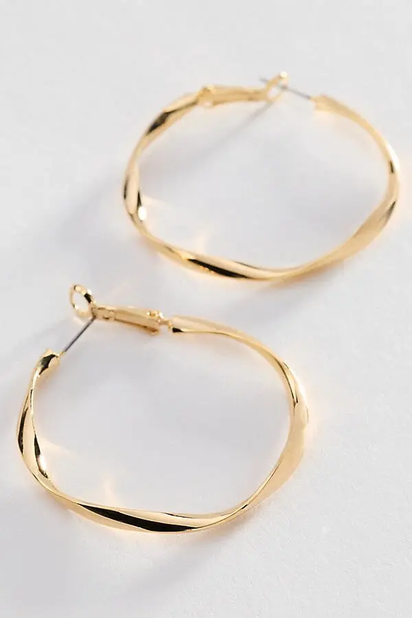 Anthropologie Hammered Hoop Earrings - Gold