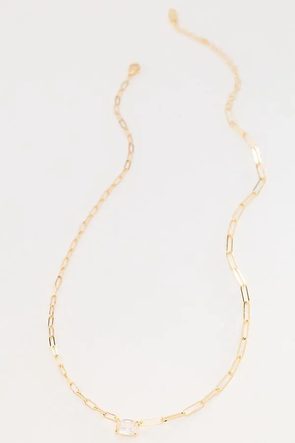 Anthropologie Suspended Crystal Link Necklace - Clear
