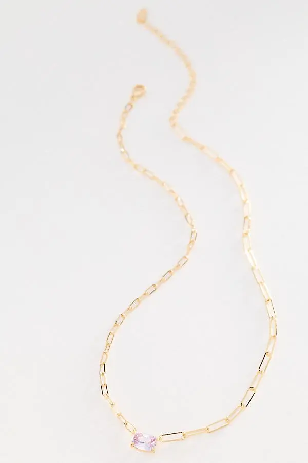 Anthropologie Suspended Crystal Link Necklace - Light Amethyst
