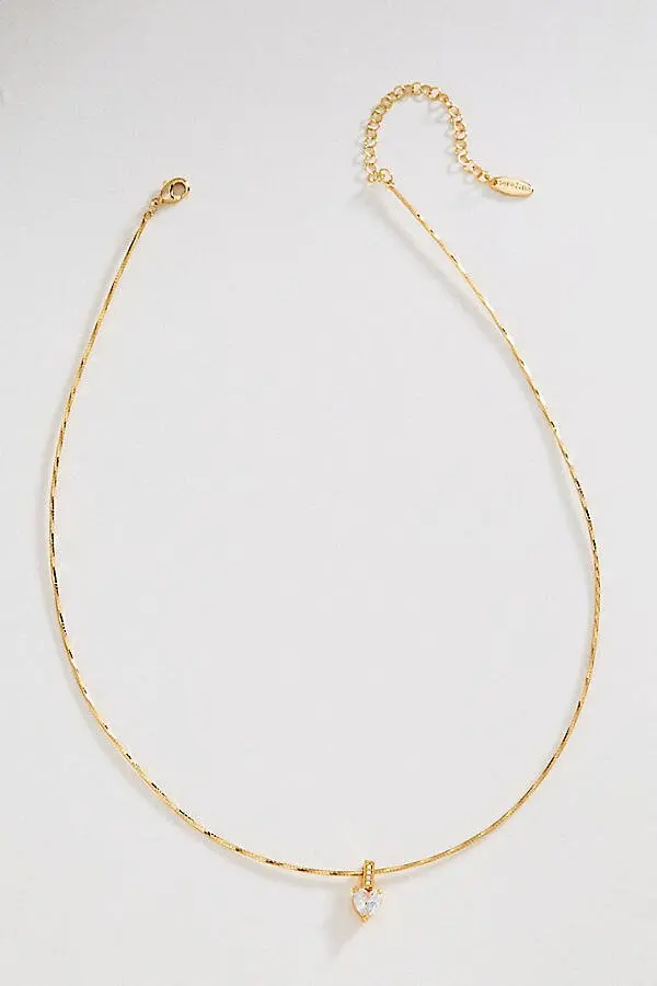 Anthropologie Short Crystal Pendant Necklace - Clear