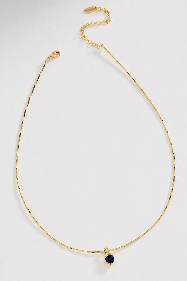 Anthropologie Short Crystal Pendant Necklace - Sapphire