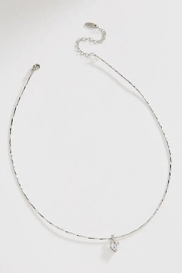 Anthropologie Short Crystal Pendant Necklace - Silver/clear