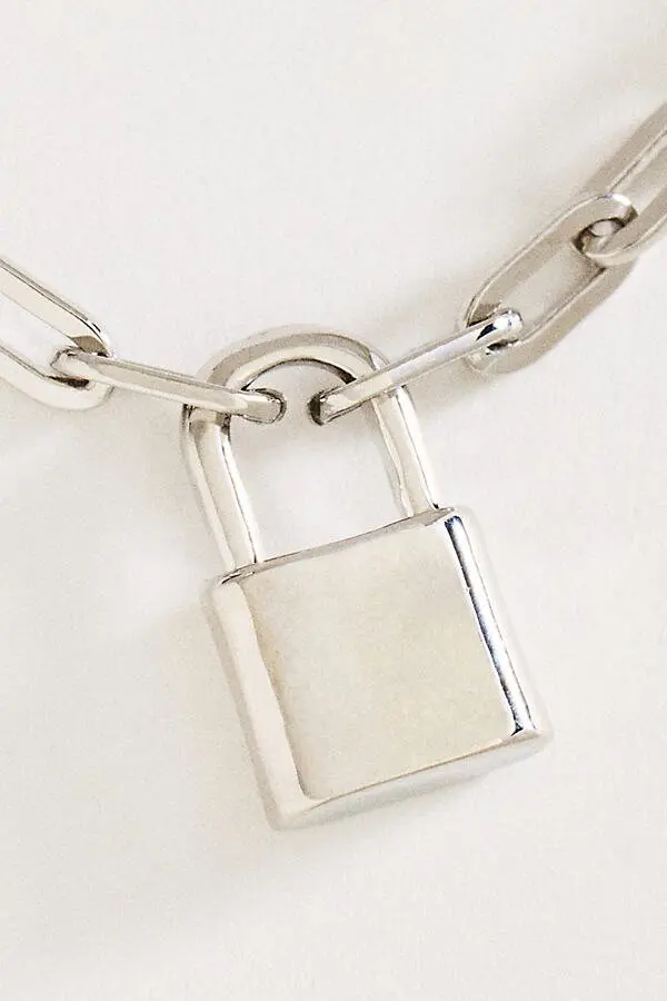 Anthropologie Locked Chain Bracelet - Silver