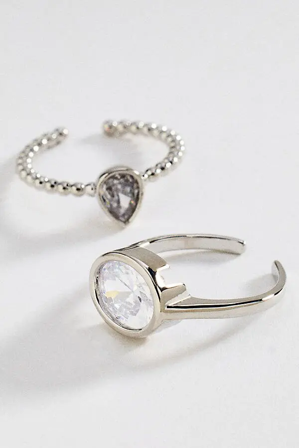 Anthropologie Glam Stacking Rings Set Of 2