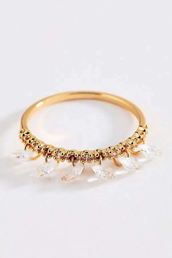 Anthropologie Floating Crystal Ring - Gold