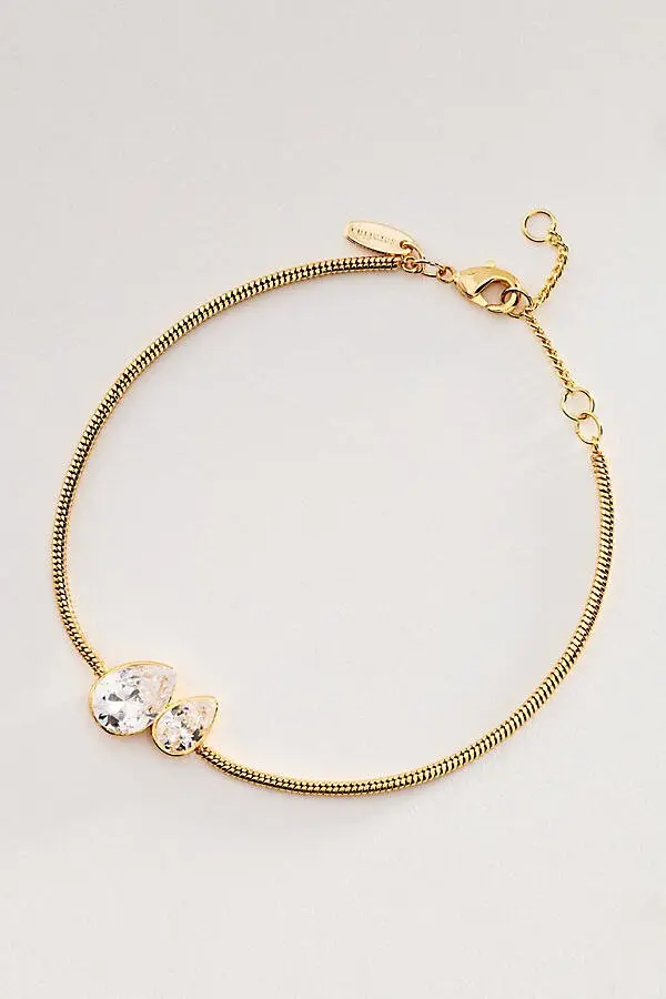 Anthropologie Double Crystal Tennis Bracelet - Gold