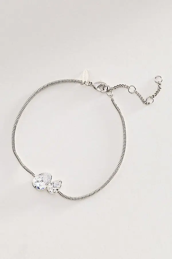 Anthropologie Double Crystal Tennis Bracelet - Silver