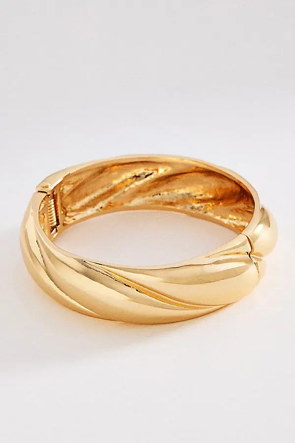 Anthropologie Textured Mod Bangle Bracelet - Gold