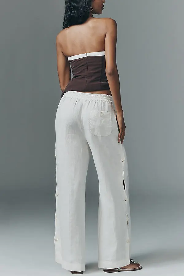 Maeve The Brooklin Wavy Linen Wide-leg Pants