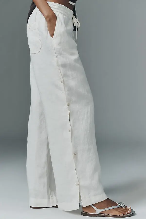 Maeve The Brooklin Wavy Linen Wide-leg Pants