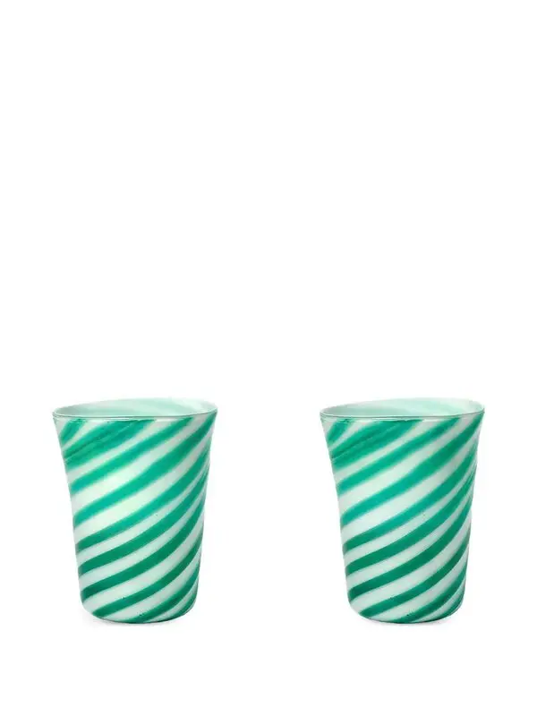 BITOSSI HOME Striped Glass Set - Green
