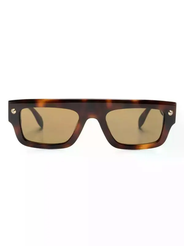 Alexander McQueen Spike Studs Rectangular-frame Sunglasses - Brown