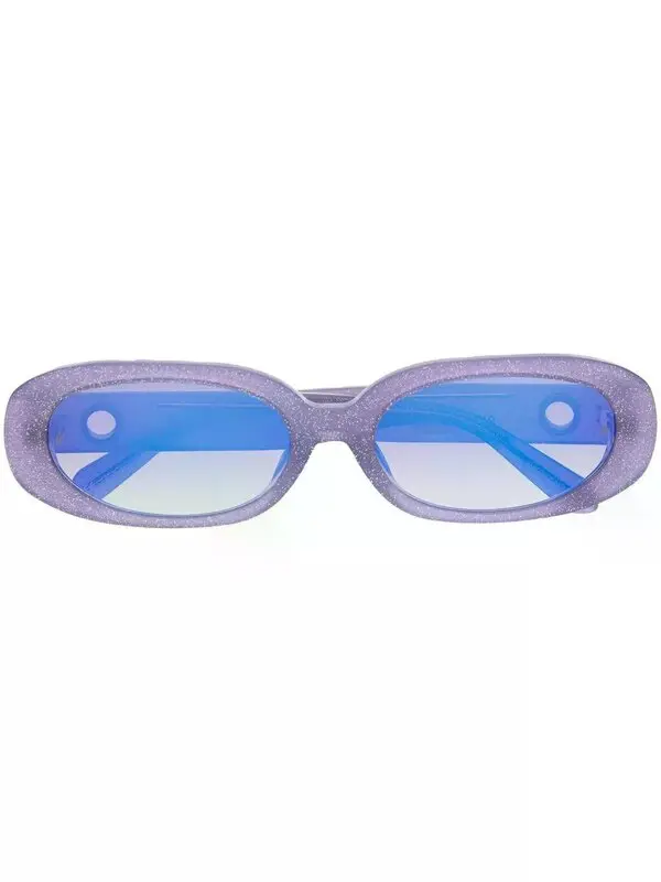 Linda Farrow Round Frame Glitter Sunglasses - Purple