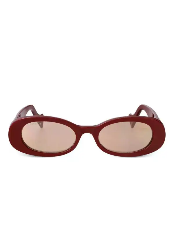 Gucci Oval-frame Sunglasses - Red