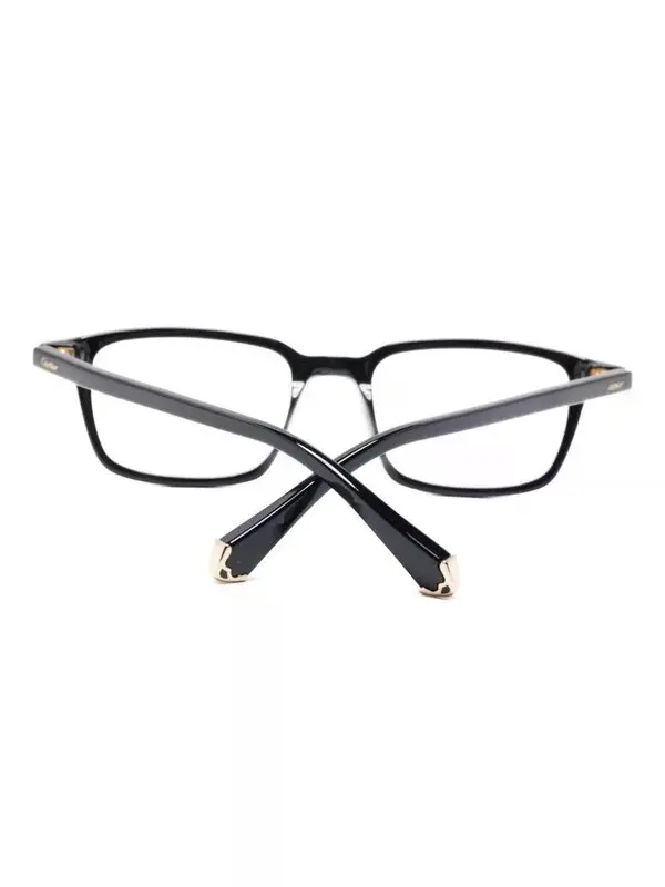 Cartier Rectangle Frame Glasses With Logo Plaque - Black