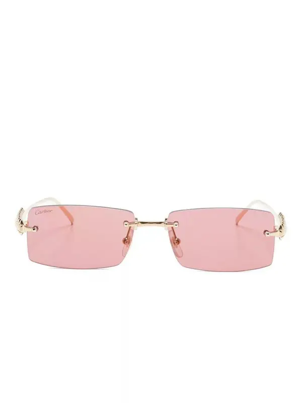 CARTIER Rectangle-frame Sunglasses - Gold