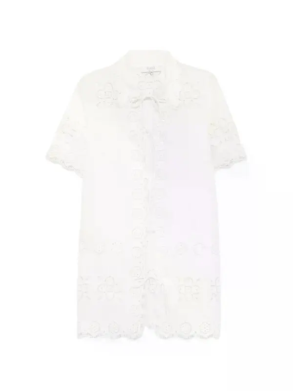Sea Floral Lace-up Beach Dress - White