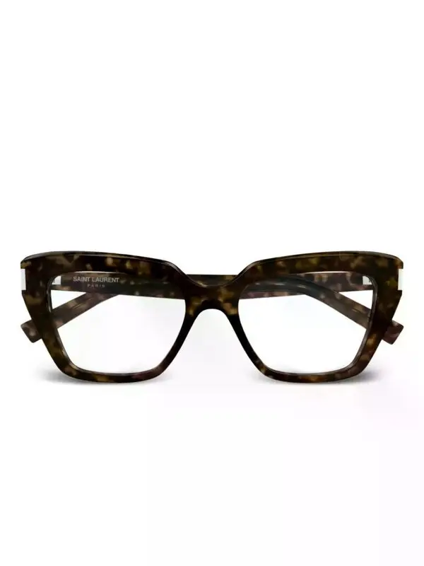 Saint Laurent Geometric Frame Glasses - Brown