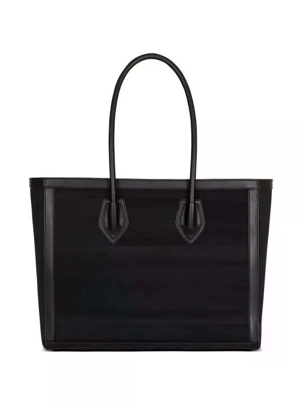 Balmain Logo-plaque Leather-trimmed Tote Bag - Black
