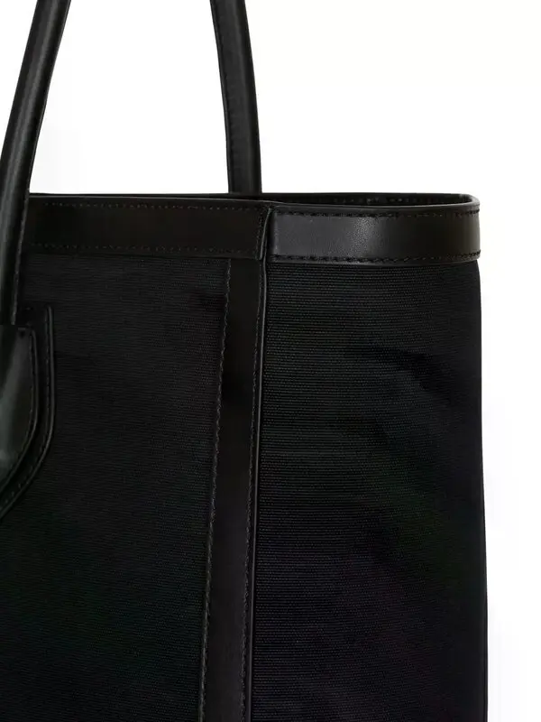 Balmain Logo-plaque Leather-trimmed Tote Bag - Black