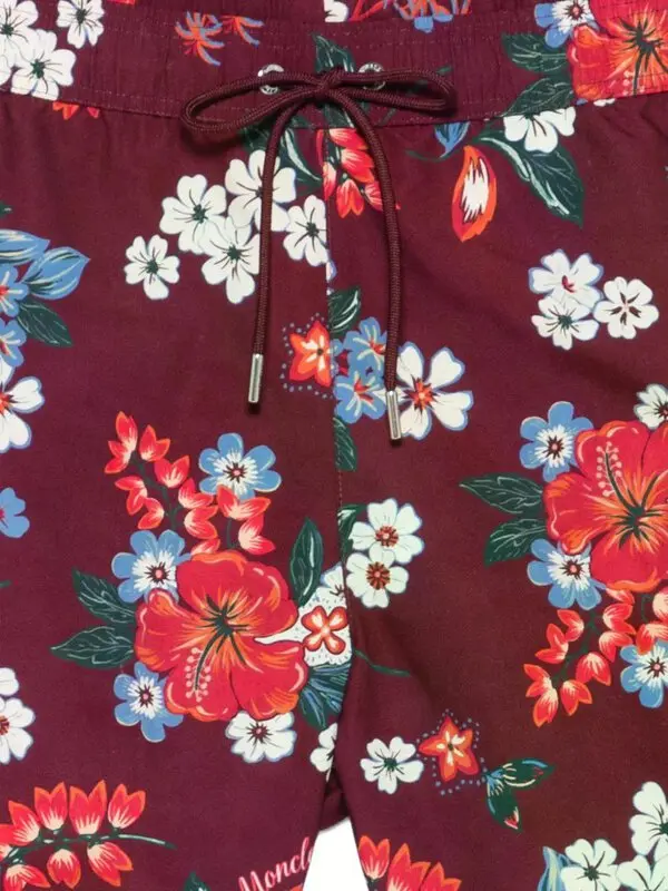 Moncler Floral-print Swim Shorts - Red