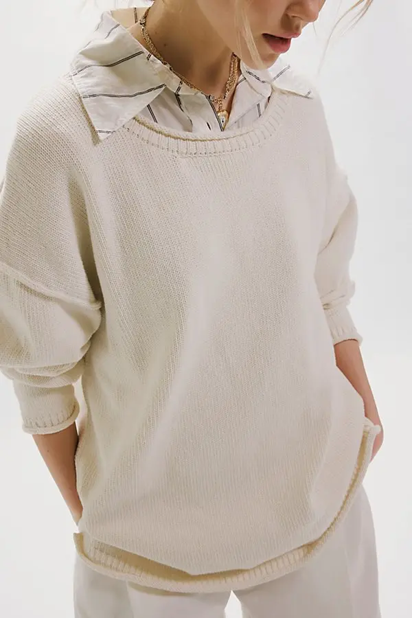 Free People Cotton Knit Roll-neck Sweater - Gardenia