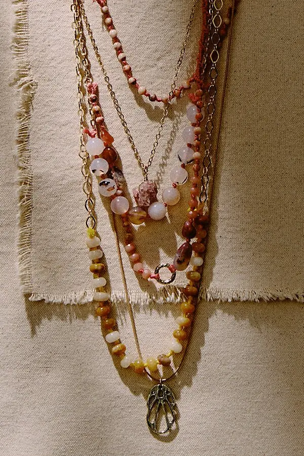 Free People Hailee Semiprecious Beaded Necklace - Blush Tones