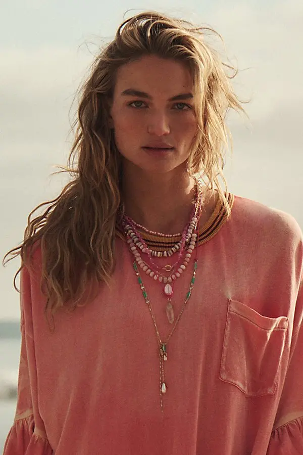 Free People Hailee Semiprecious Beaded Necklace - Candy