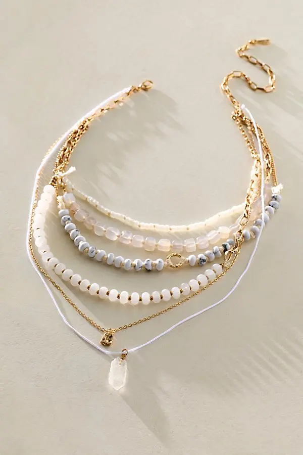 Free People Hailee Semiprecious Beaded Necklace - Ivory