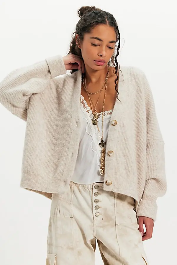 Free People Verona Cardigan - Birch Heather