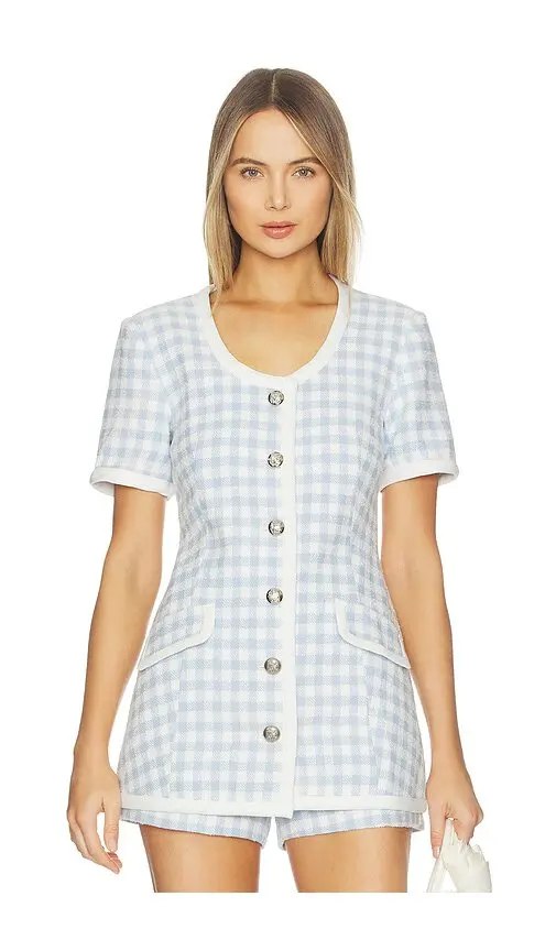 MAUDE CLUB Frances Jacket In Gingham - Blue