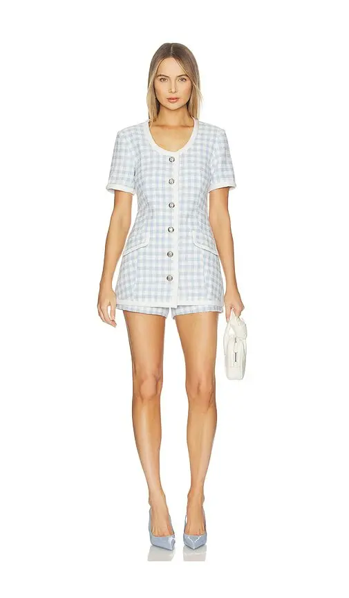 MAUDE CLUB Frances Jacket In Gingham - Blue