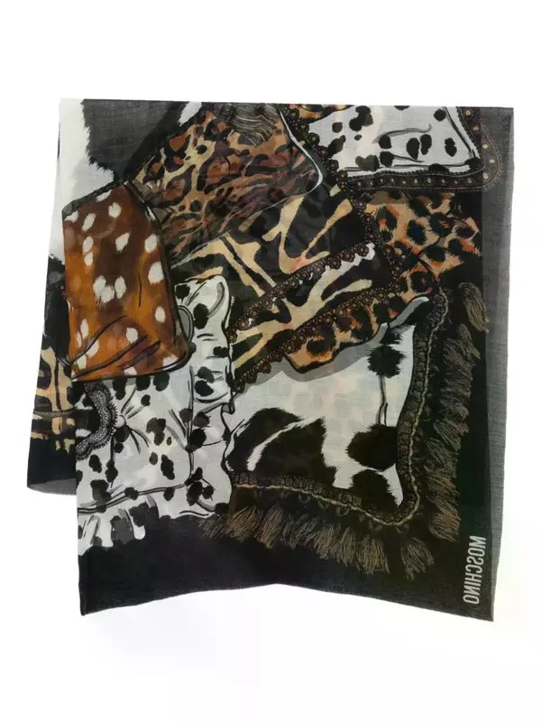 Moschino Animal-print Scarf - Black
