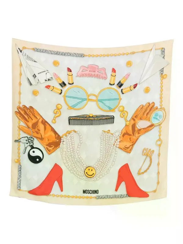 Moschino Graphic-print Scarf - Neutrals