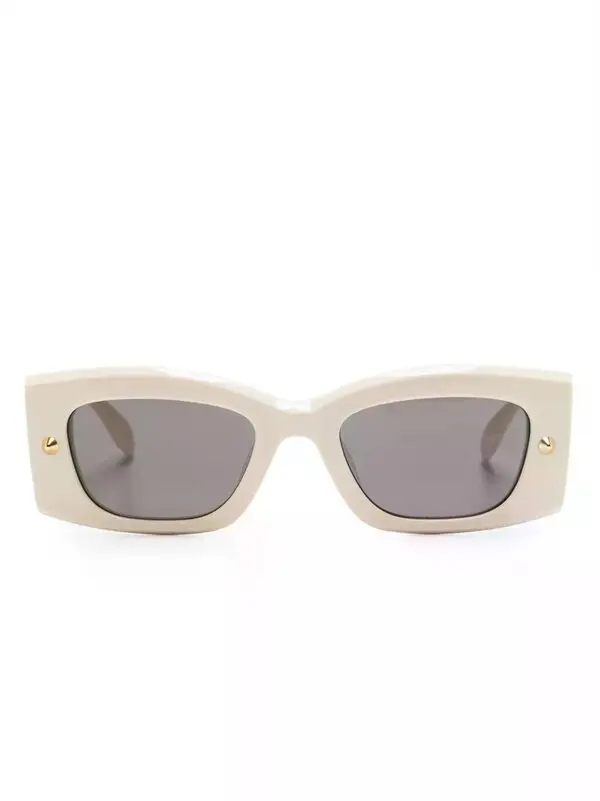 Alexander McQueen Spike Studded Rectangle-frame Glasses - Neutrals