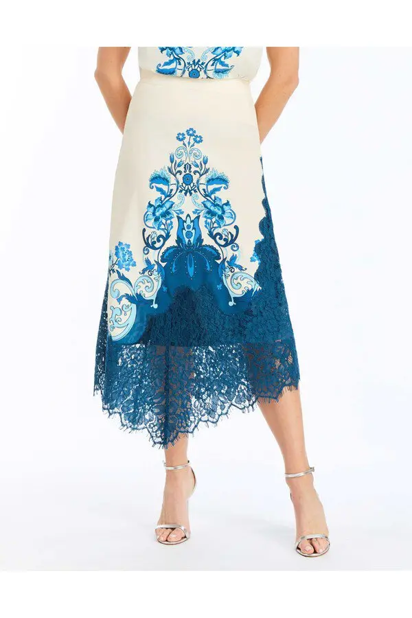 Mestiza New York Gracie Lace Midi Skirt - Blue