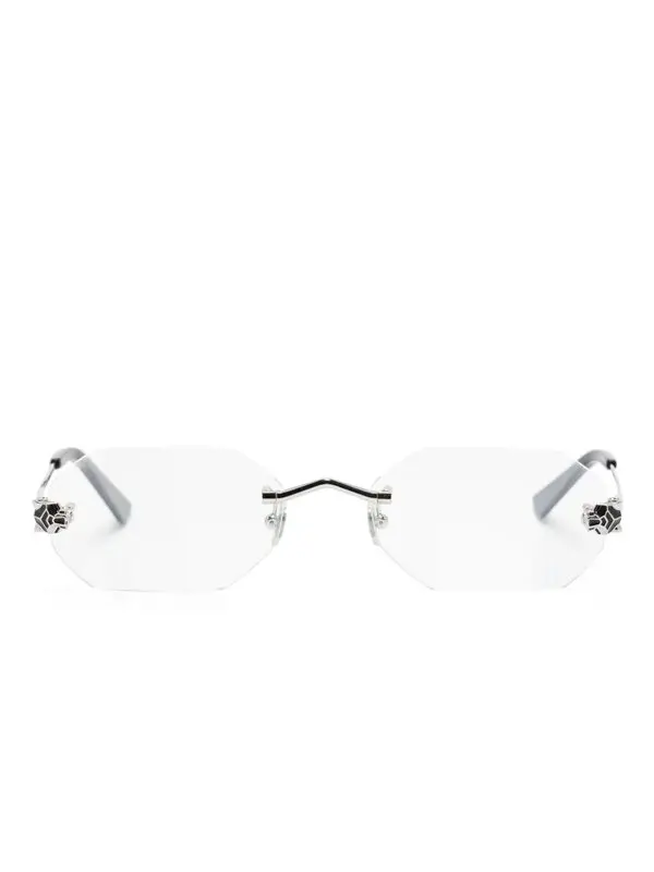 CARTIER Panther Head-detail Rimless Glasses - Grey