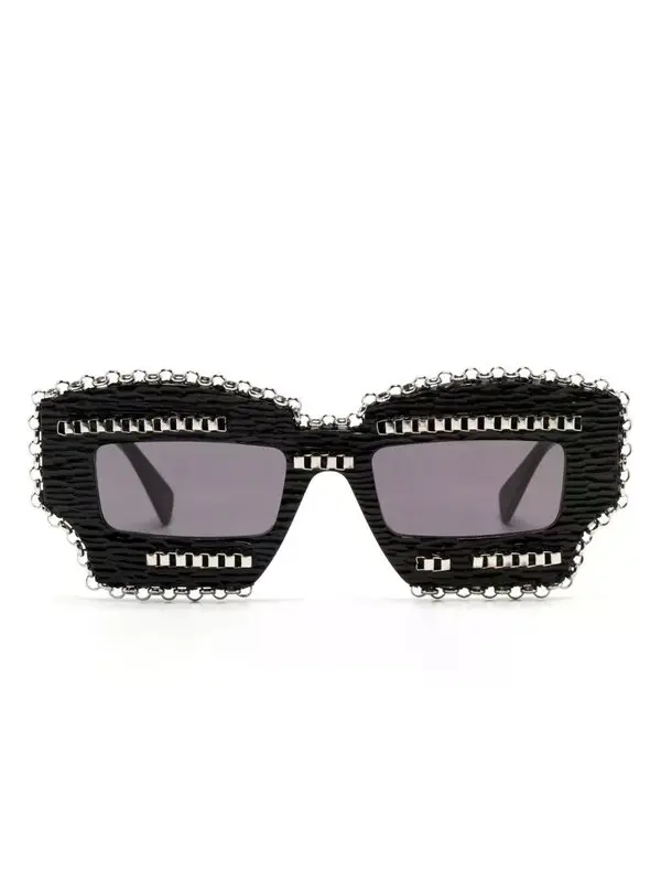 KUBORAUM Chain-detailing Square Frame Sunglasses - Black