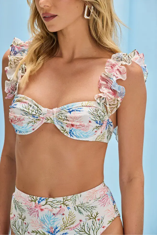 PatBO Seaweed Flutter Bikini Top - White